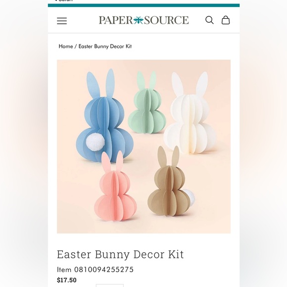 Paper Source | Holiday | Bunny Decor Kit Spring Theme Easter Paper ...